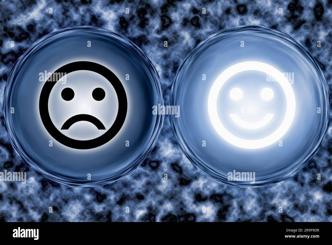 Circles with faces representing positive, negative and neutral grade ...