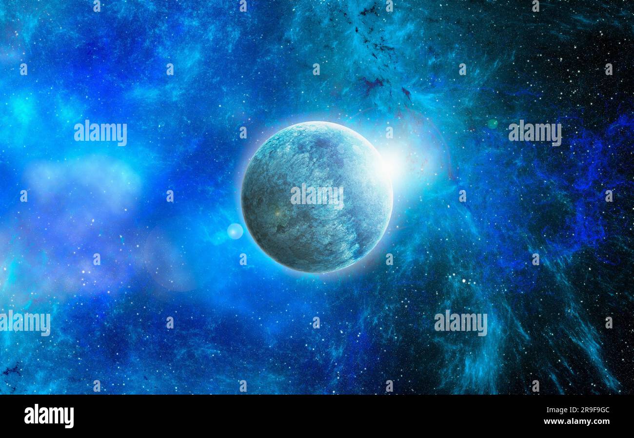 Unknown planet from outer space. Space nebula. Cosmic cluster of stars ...