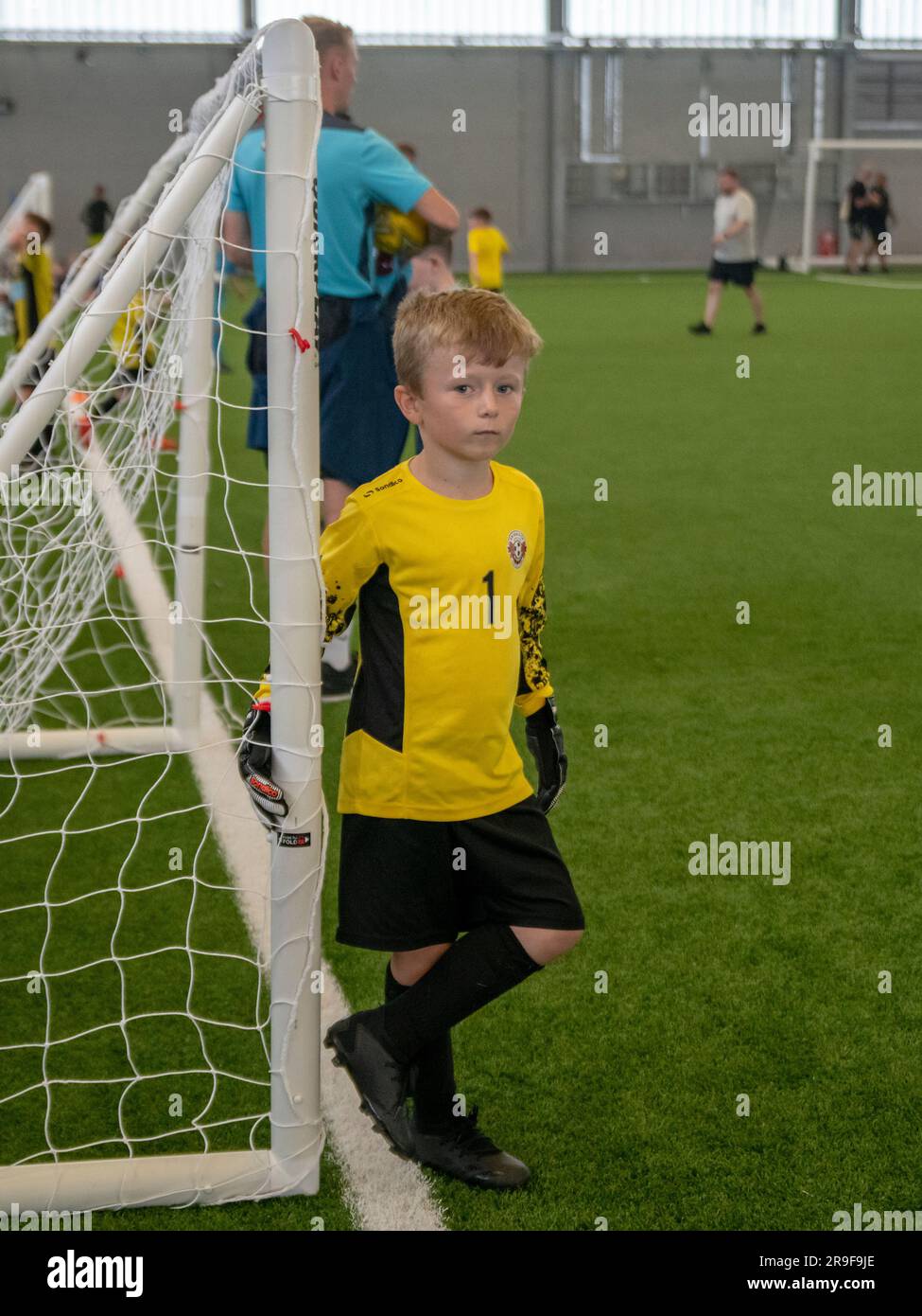 Glasgow, Scotland UK. June 25th, 2023: Kids playing a football ...