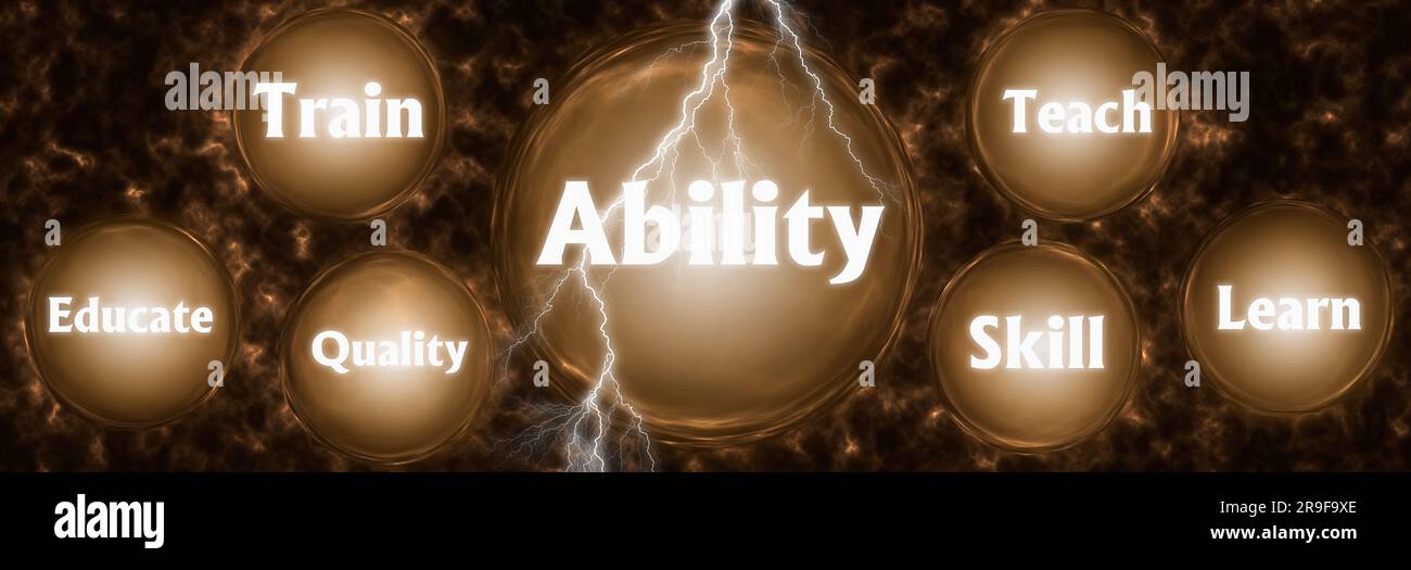 Abstract background with ABILITY concept. Thinking, Success and ...