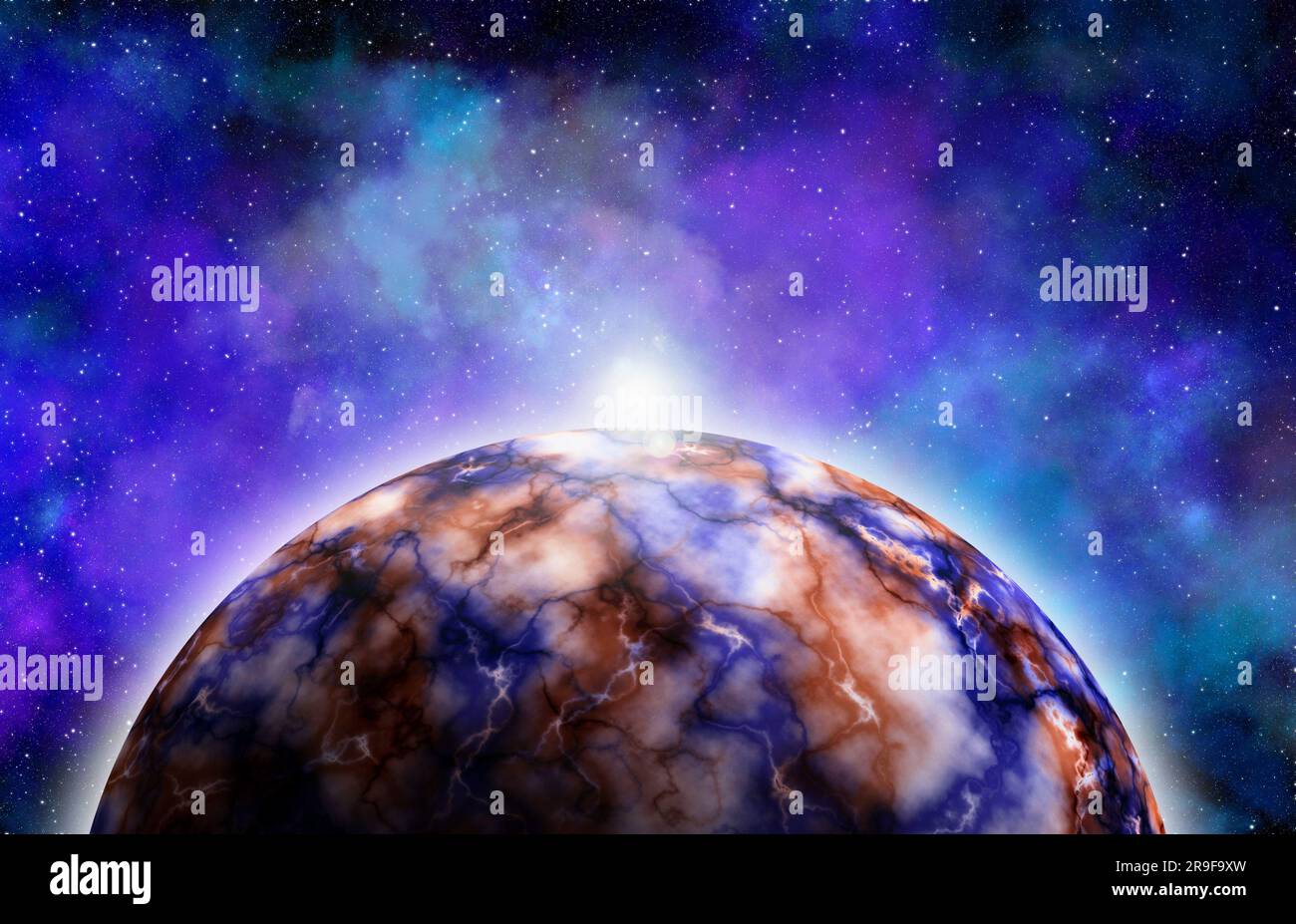 Unknown planet from outer space. Space nebula. Cosmic cluster of stars ...