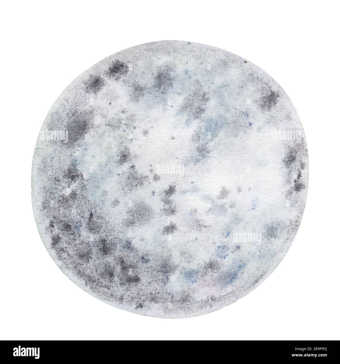Full moon fantasy texture isolated on white background. Watercolor hand ...