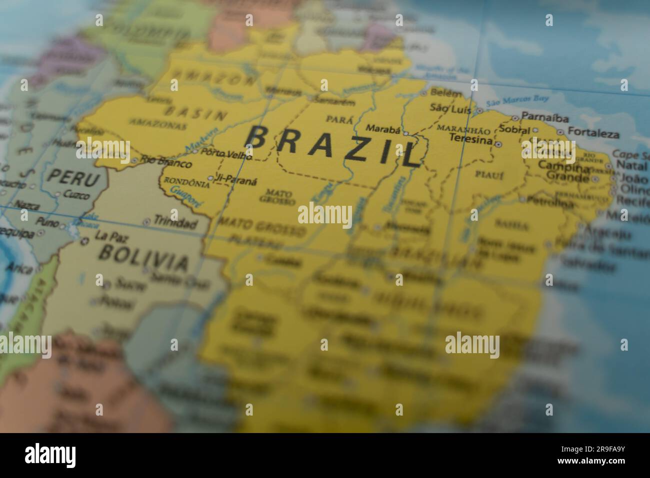 World map brazil hi-res stock photography and images - Alamy