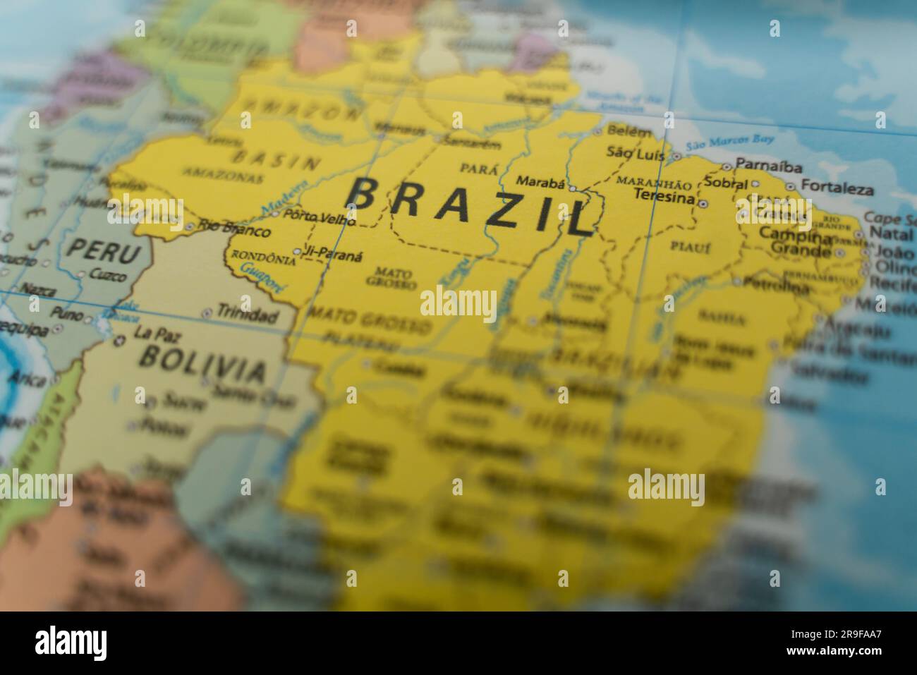 brazil on world map Stock Photo - Alamy