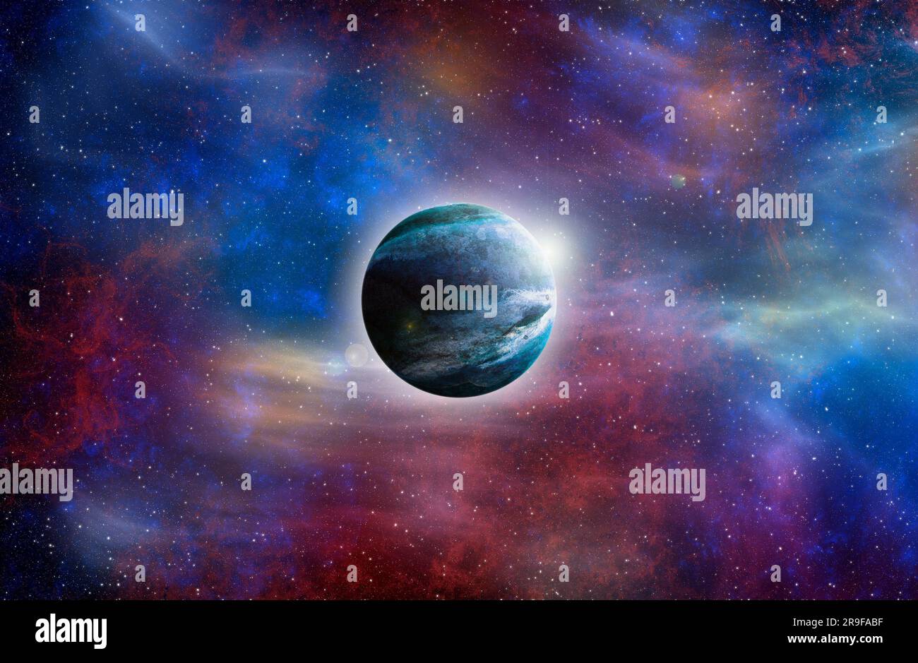 Unknown planet from outer space. Space nebula. Cosmic cluster of stars ...