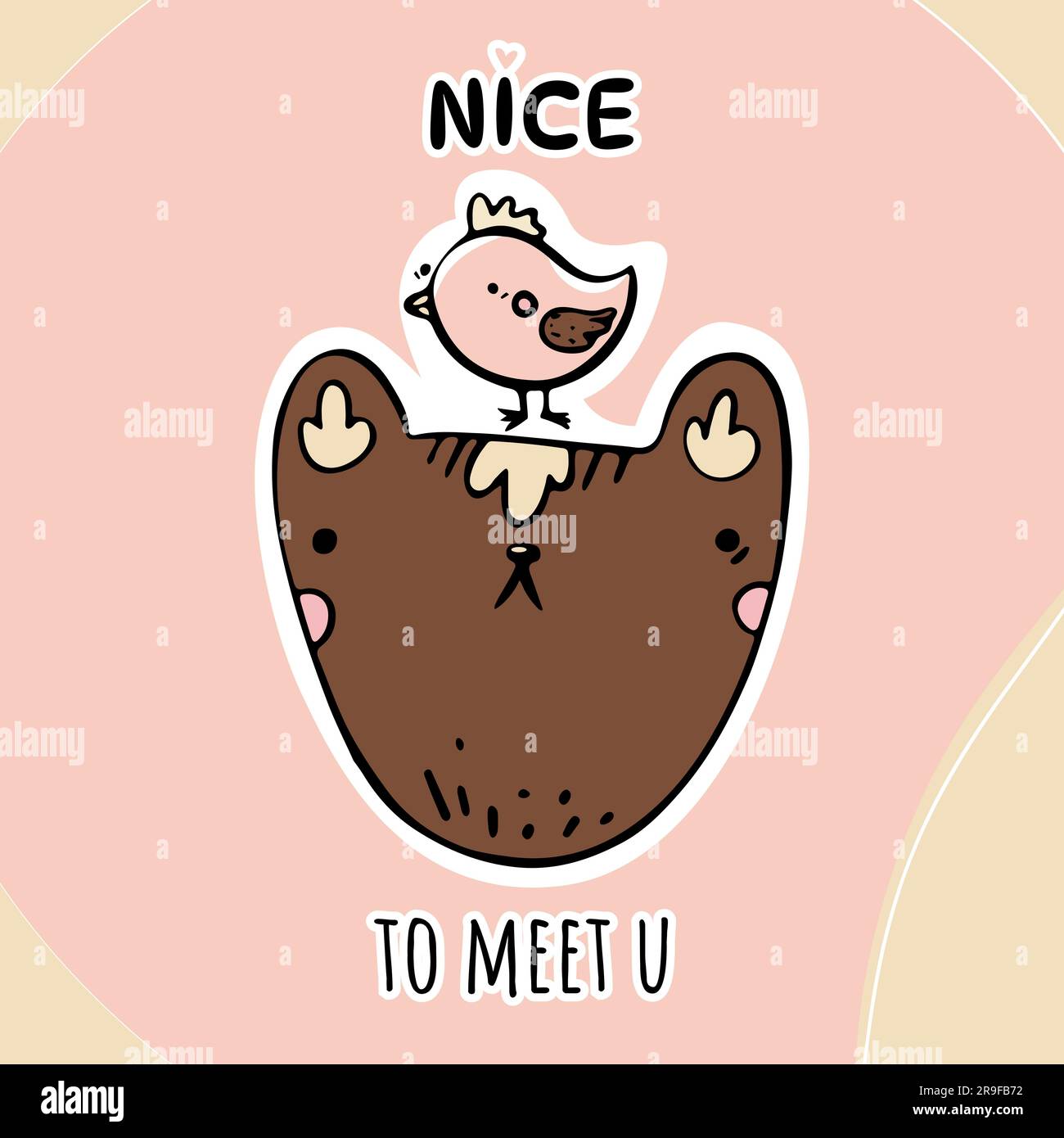 Nice to meet you.Cute bearcard. Bright colored childish vector ...