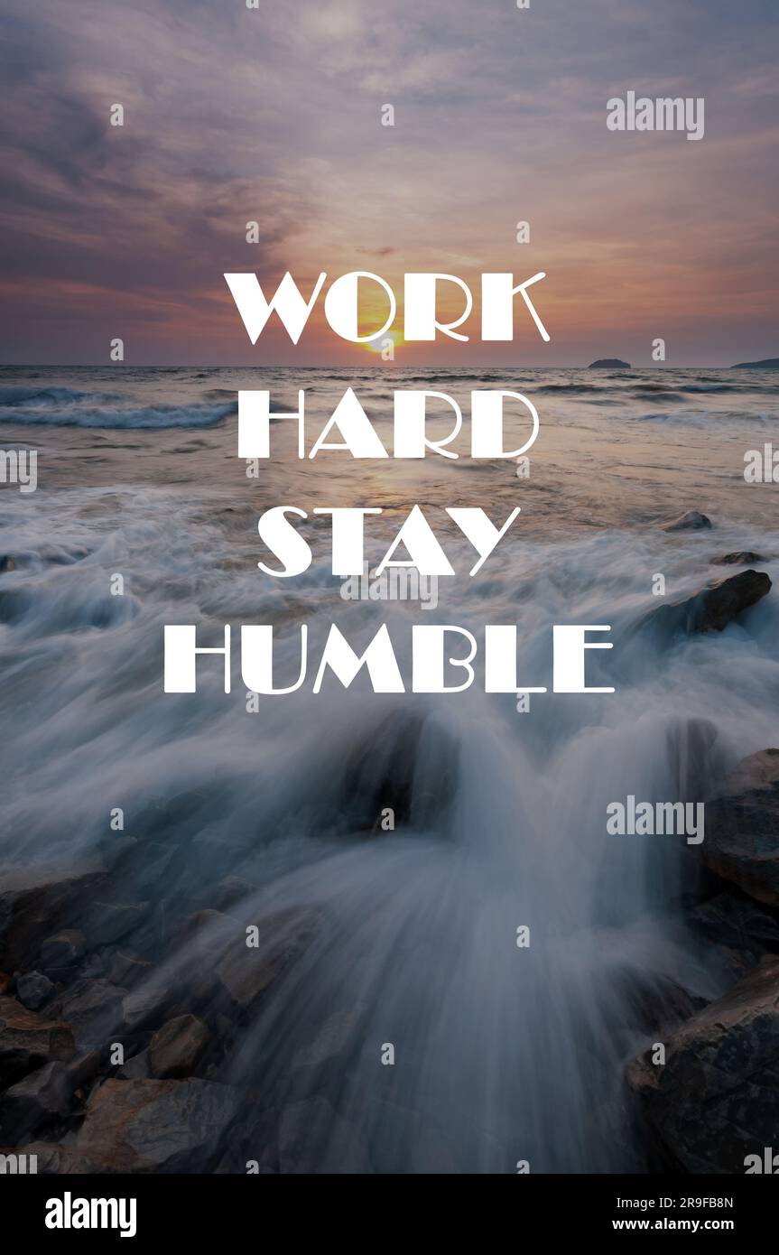 Sunset background with life inspirational quotes - Work hard stay ...