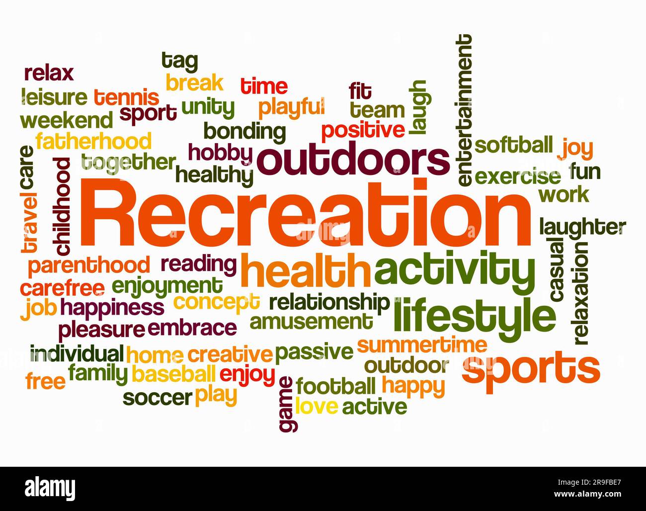 Word Cloud with RECREATION concept create with text only Stock Photo ...