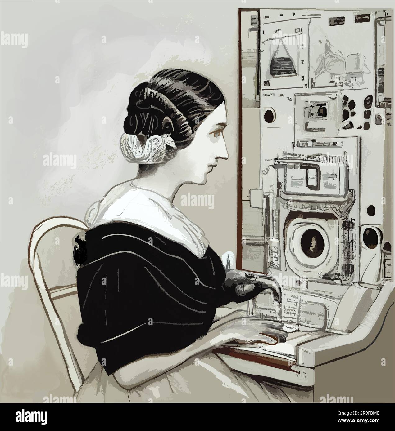 Vector of Ada Lovelace, early computer programer and mathematician ...