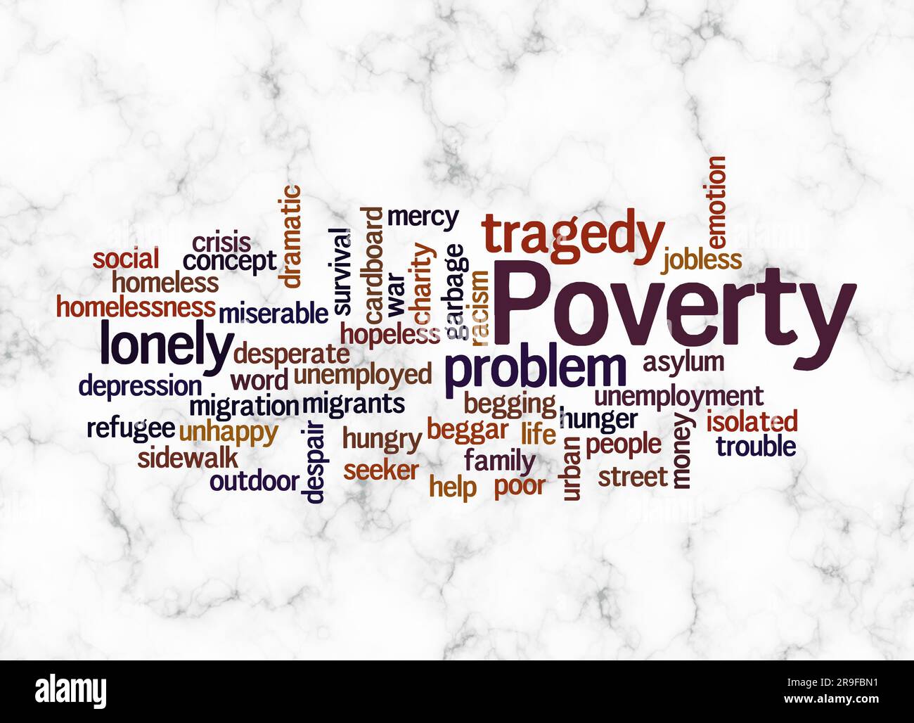 Word Cloud with POVERTY concept create with text only Stock Photo - Alamy