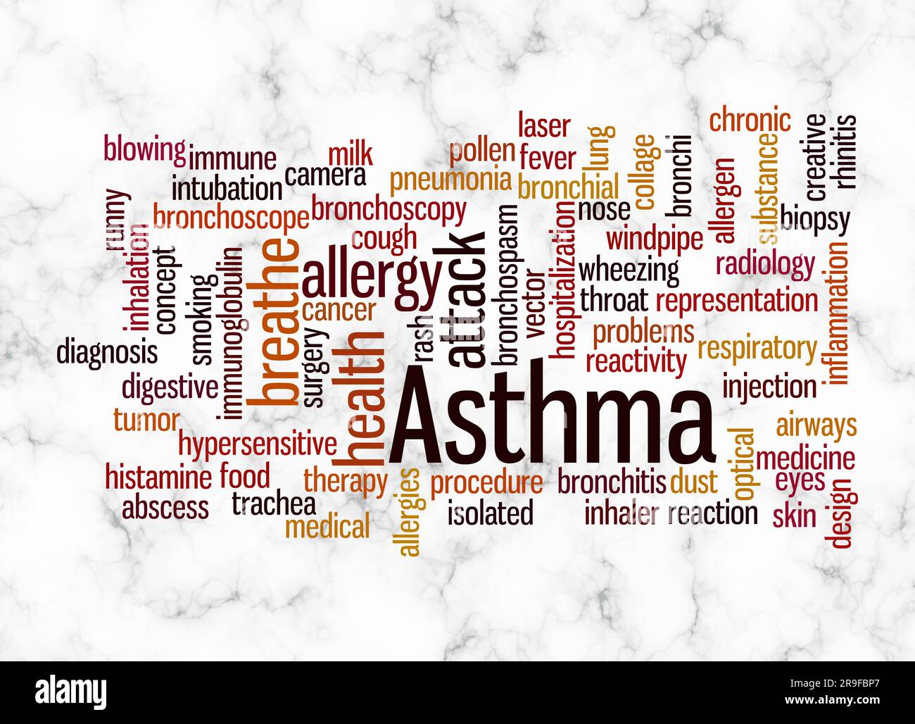 Word Cloud with ASTHMA concept create with text only Stock Photo - Alamy