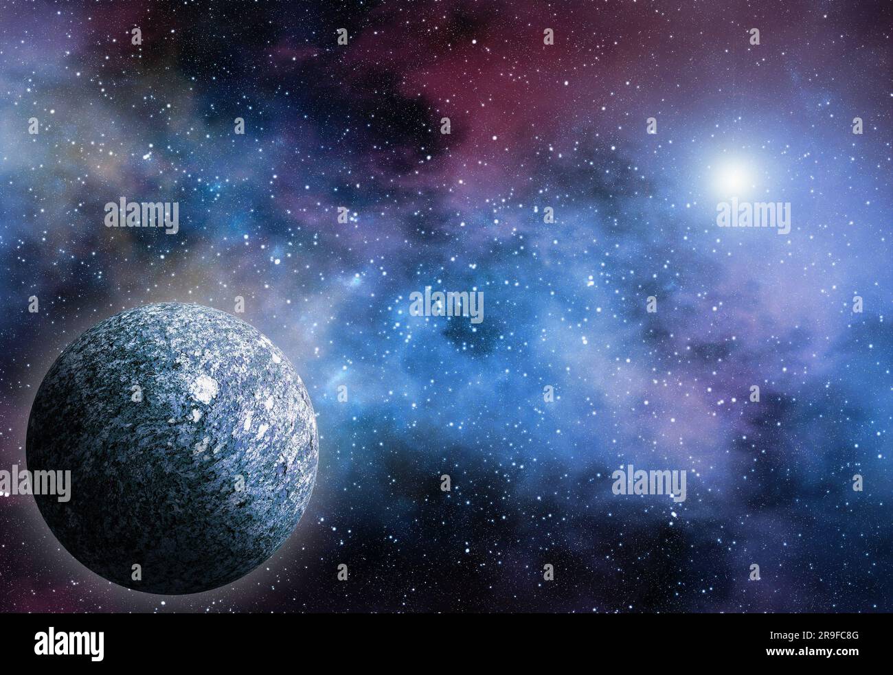 Unknown planet from outer space. Space nebula. Cosmic cluster of stars ...