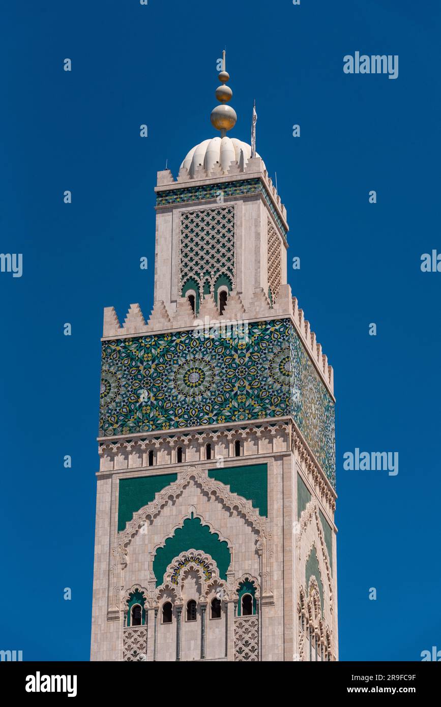 Exterior of the famous Hassan II Mosque at the coast of Casablanca ...