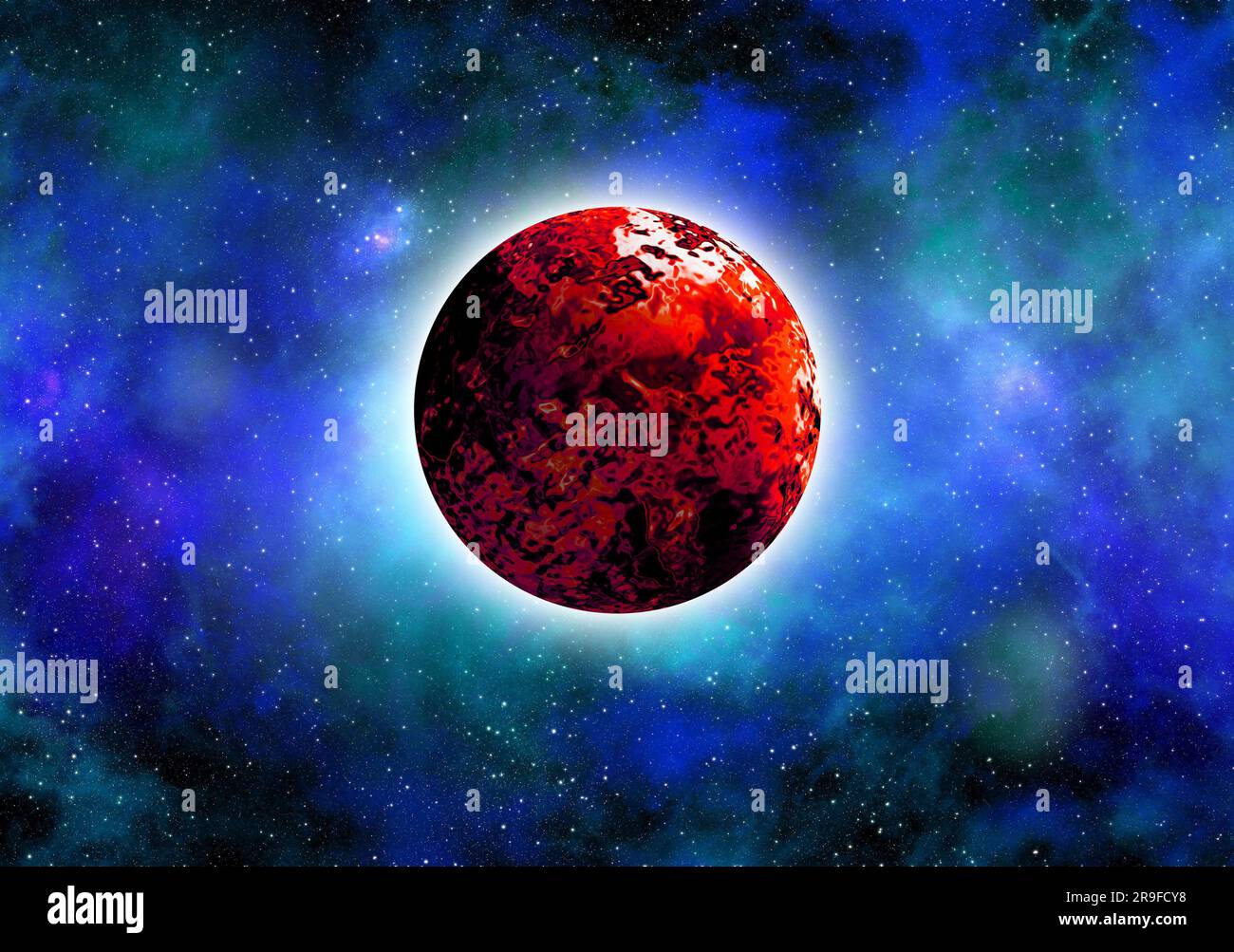 Unknown planet from outer space. Space nebula. Cosmic cluster of stars ...