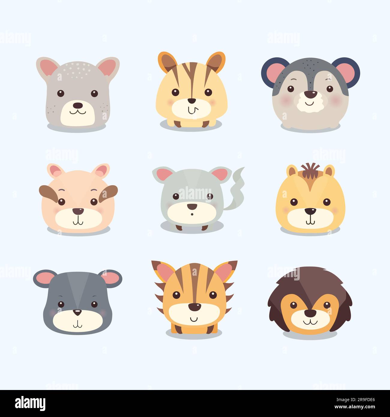 Cute Childish cartoon animals set. Vector Illustration Stock Vector ...