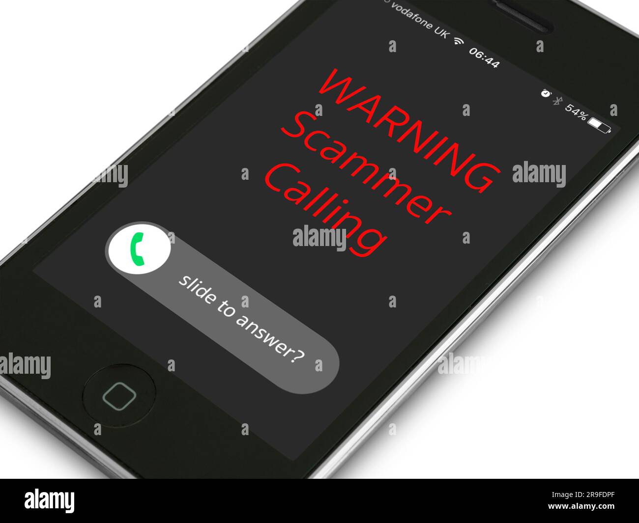 Concept image - Incoming phone call from scammer on iPhone mobile phone ...