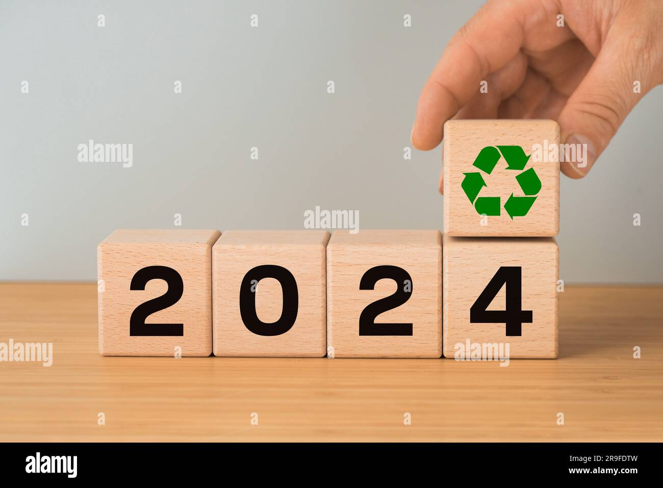 year 2024. Sustainable development concept, Date on wooden blocks and ...