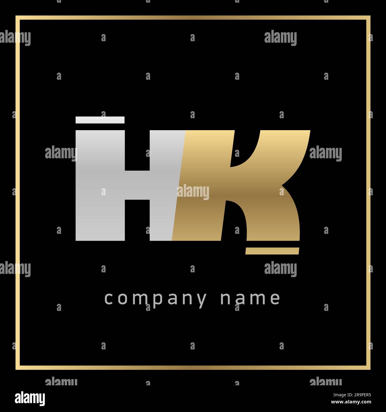 Initial Letter HK. Logo Emblem Monogram HK. Gold and silver Letter on ...