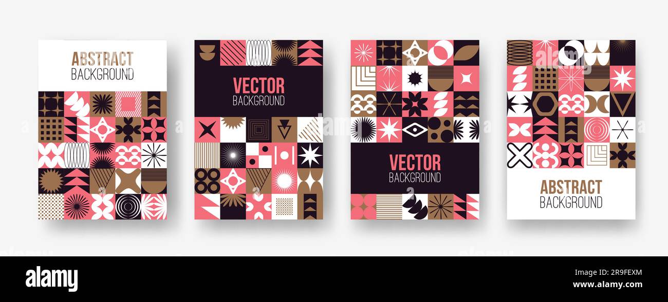 Vector set with abstract colorful minimalistic patchwork geometric ...