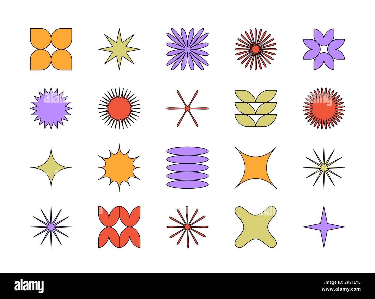 Vector set of abstract minimalistic geometric elements. Contemporary ...