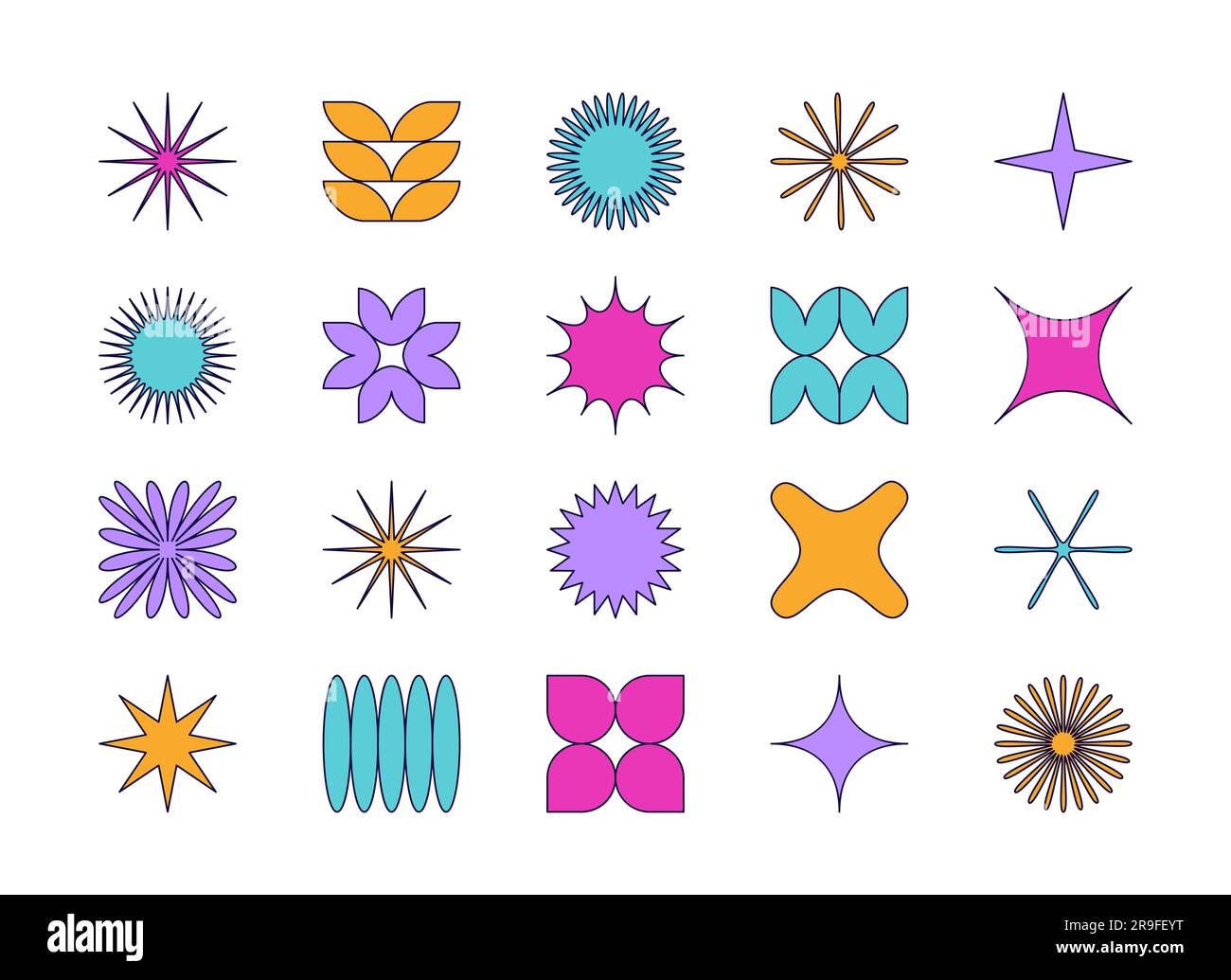 Vector set of abstract minimalistic geometric elements. Contemporary ...