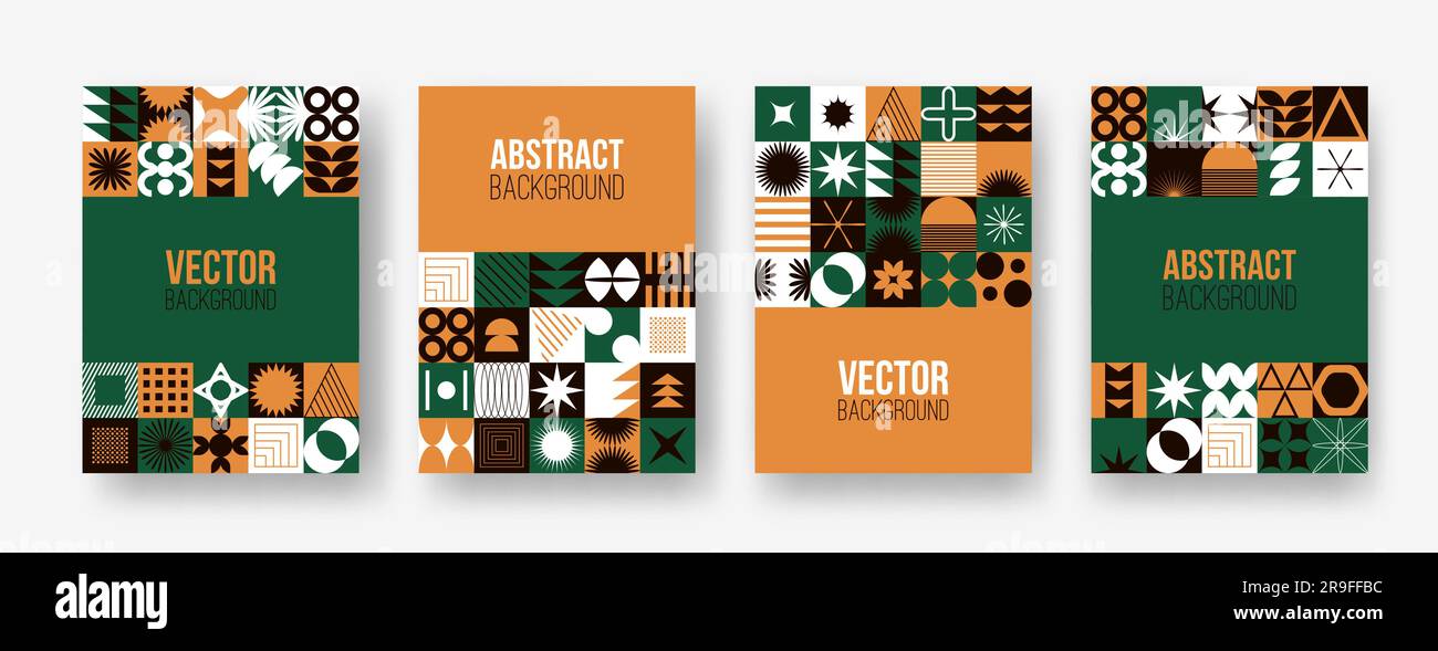 Vector set with abstract colorful minimalistic patchwork geometric ...