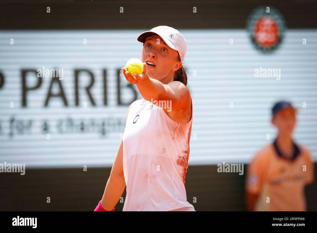 Polish tennis player Iga Swiatek playing during French Open 2023 at Roland Garros,Paris, France ...