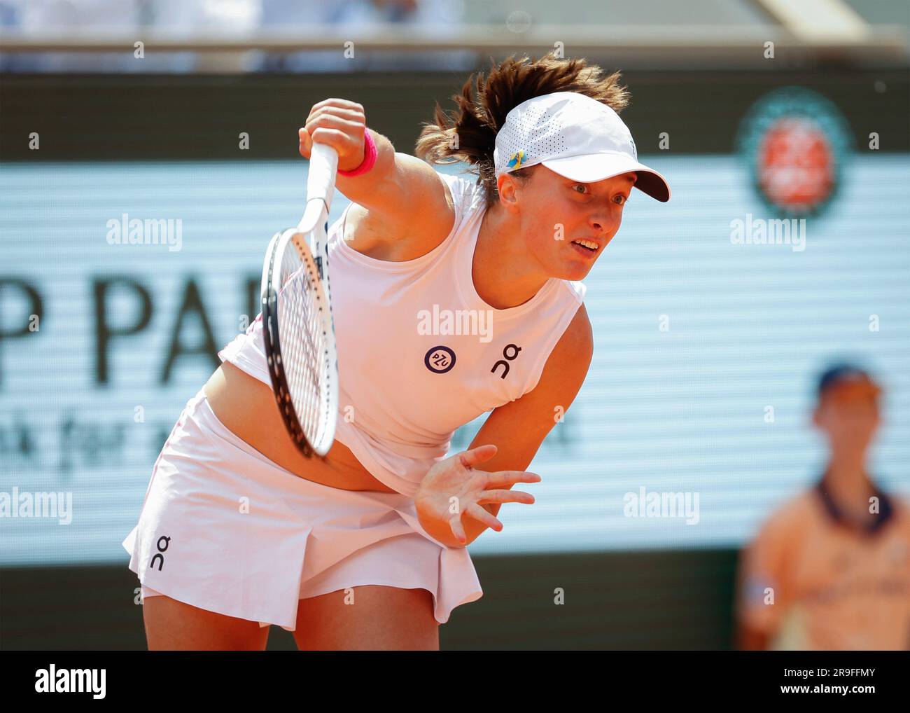 Polish tennis player Iga Swiatek playing during French Open 2023 at Roland Garros,Paris, France ...