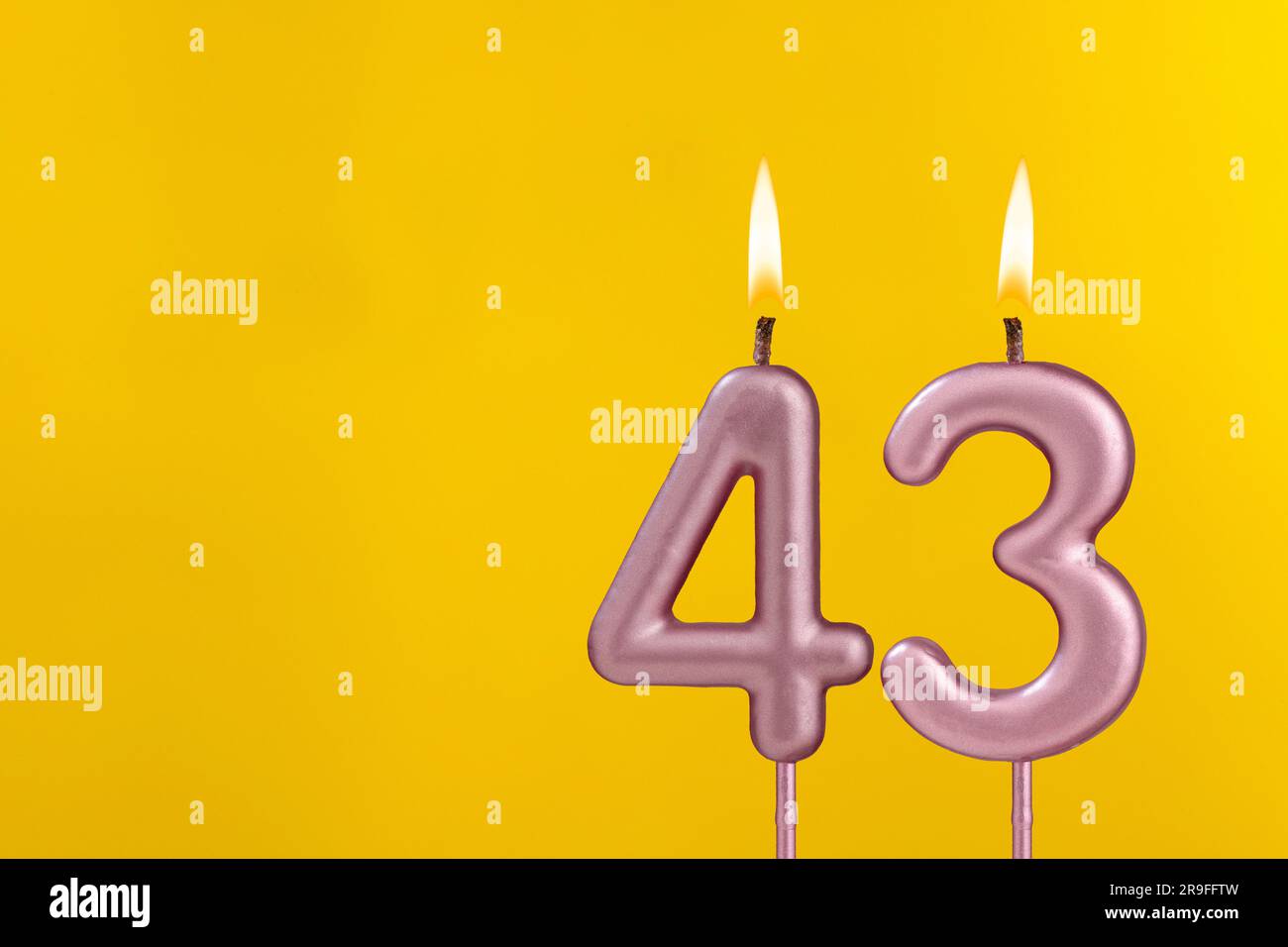 Birthday Candle Number 43 Birthday Celebration On Yellow Background