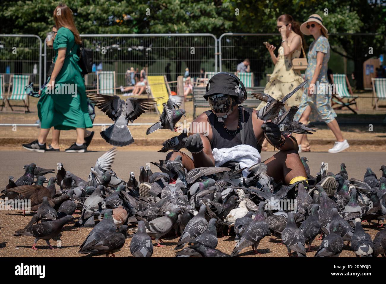 London, UK. 25th June 2023. UK Weather: City Heatwave. A sun-visor ...