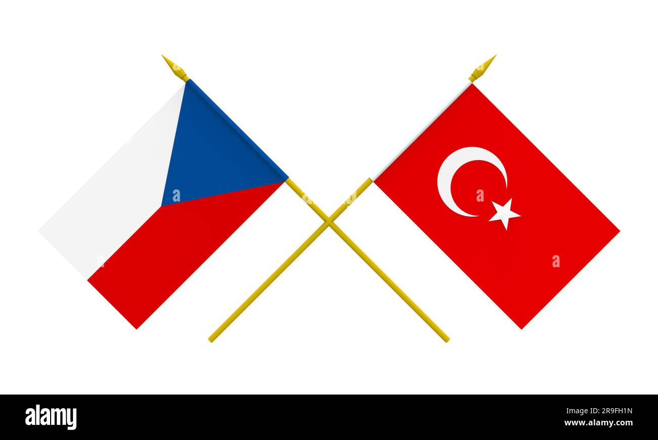 Flags of Czech Republic and Turkey, 3d render, isolated on white Stock ...