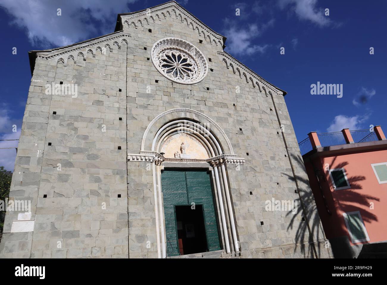 Facade of the church of San Pietro in Corniglia, Cinque Terre, Italy Stock Photo - Alamy