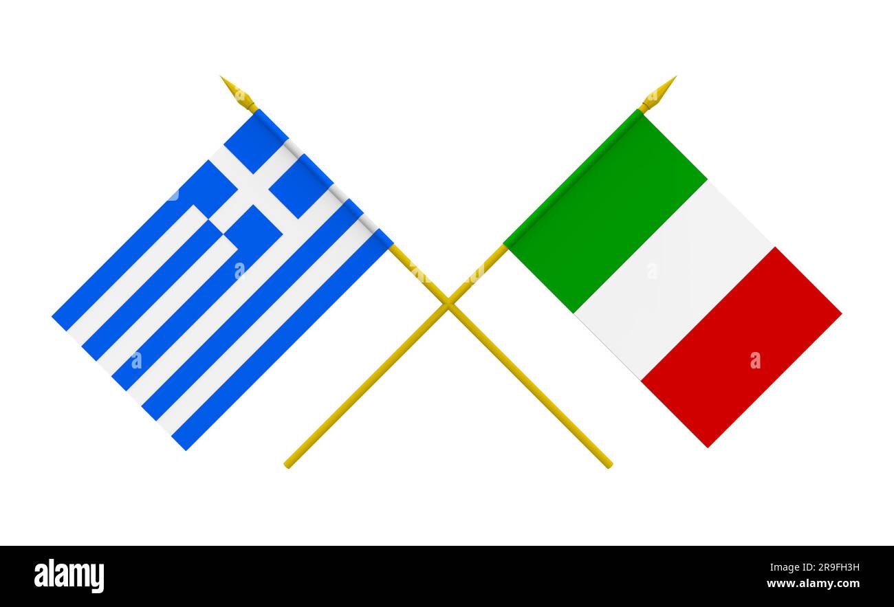 Flags of Italy and Greece, 3d render, isolated Stock Photo - Alamy