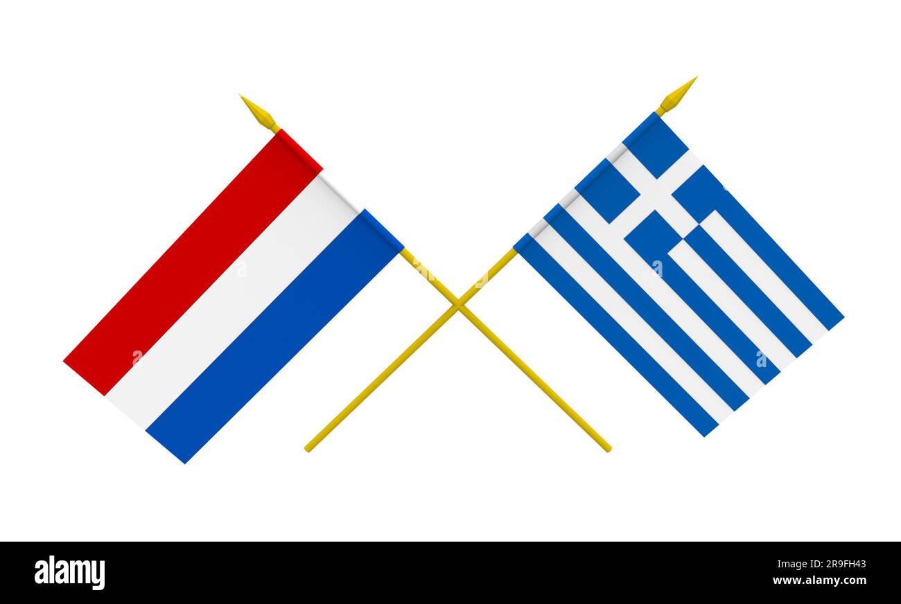 Flags of Netherlands and Greece, 3d render, isolated on white Stock ...