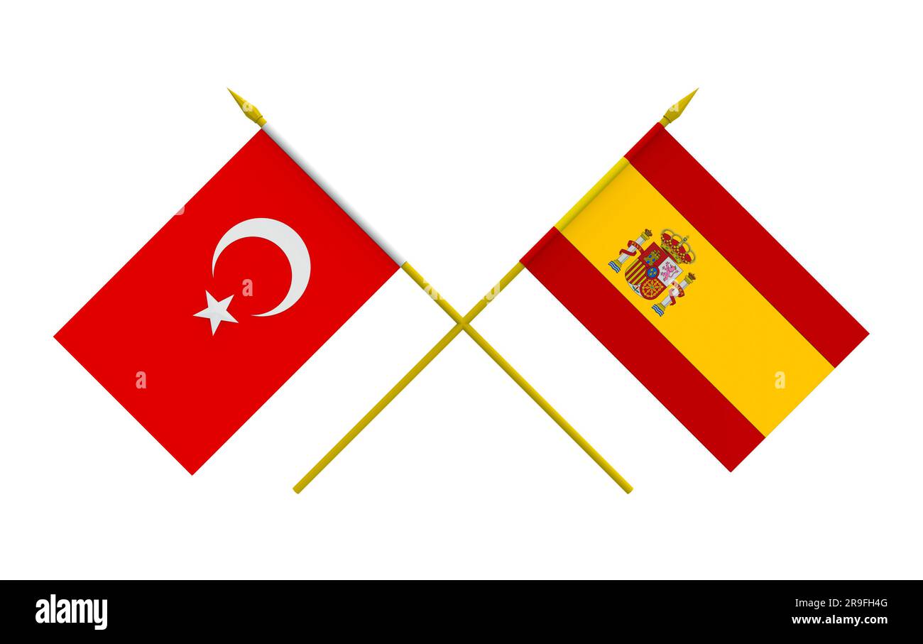 Flags of Spain and Turkey, 3d render, isolated Stock Photo - Alamy