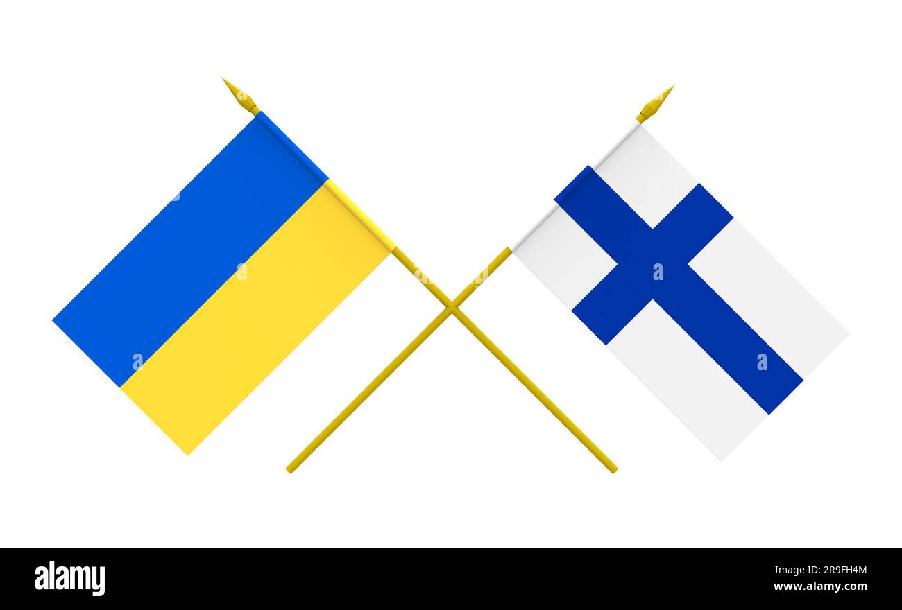 Flags of Ukraine and Finland, 3d render, isolated on white Stock Photo ...