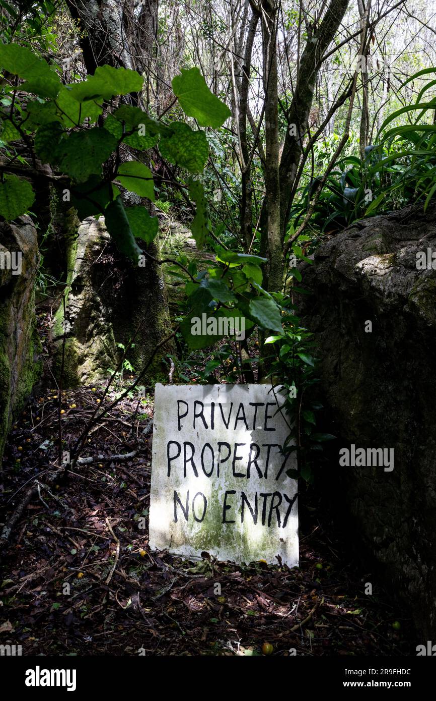 No Entry sign at Labyrinth Rocks, a series of Limestone Canyons, near ...