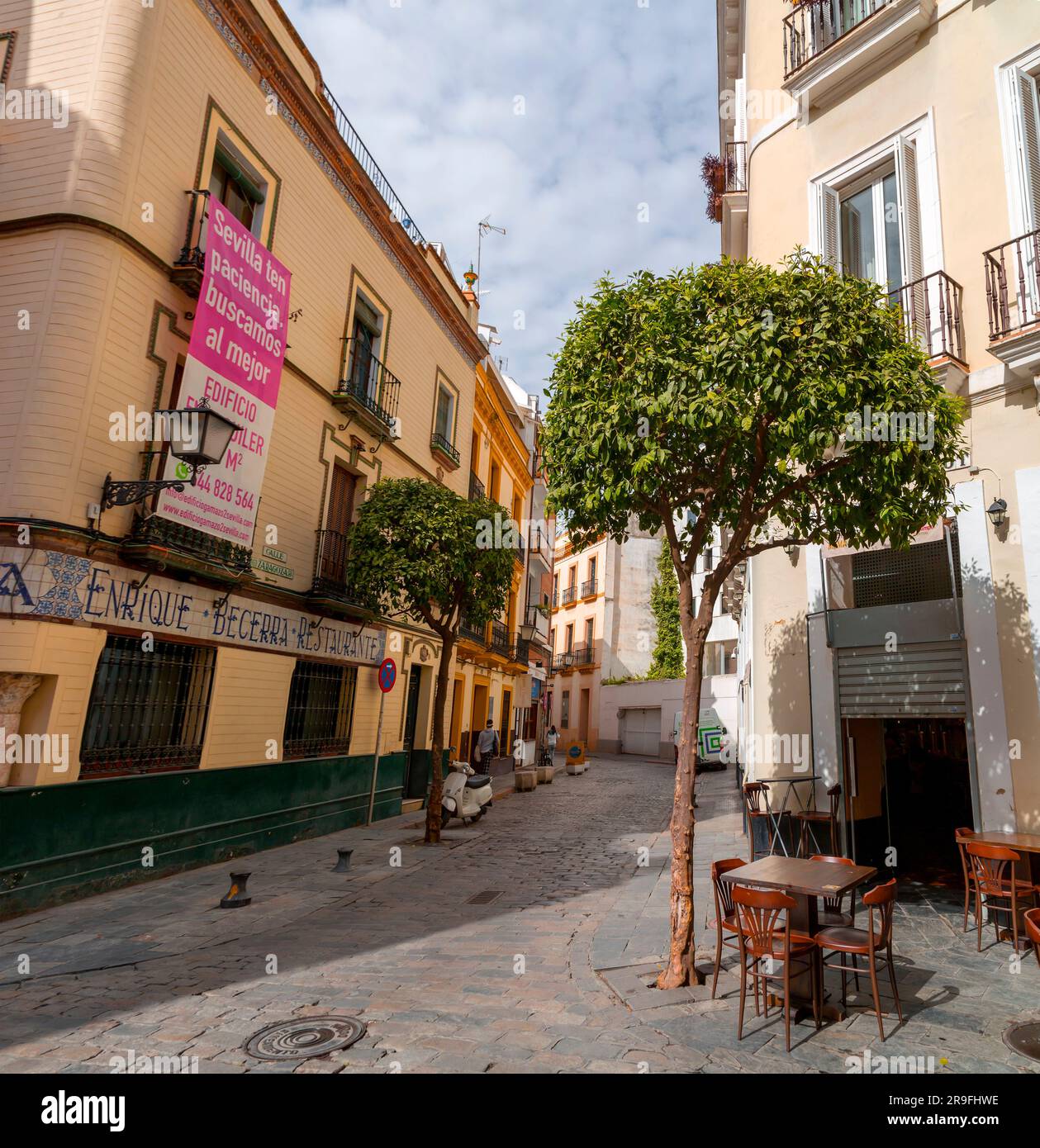 Seville, Spain-FEB 24, 2022: Typical street view and generic ...