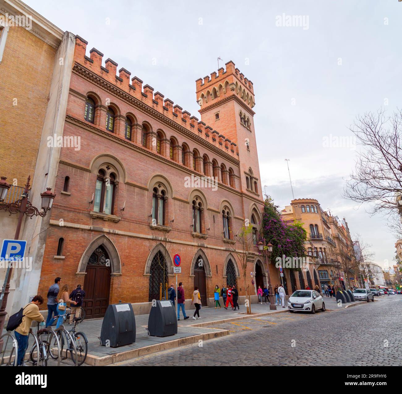 Seville, Spain-FEB 24, 2022: Typical street view and generic ...