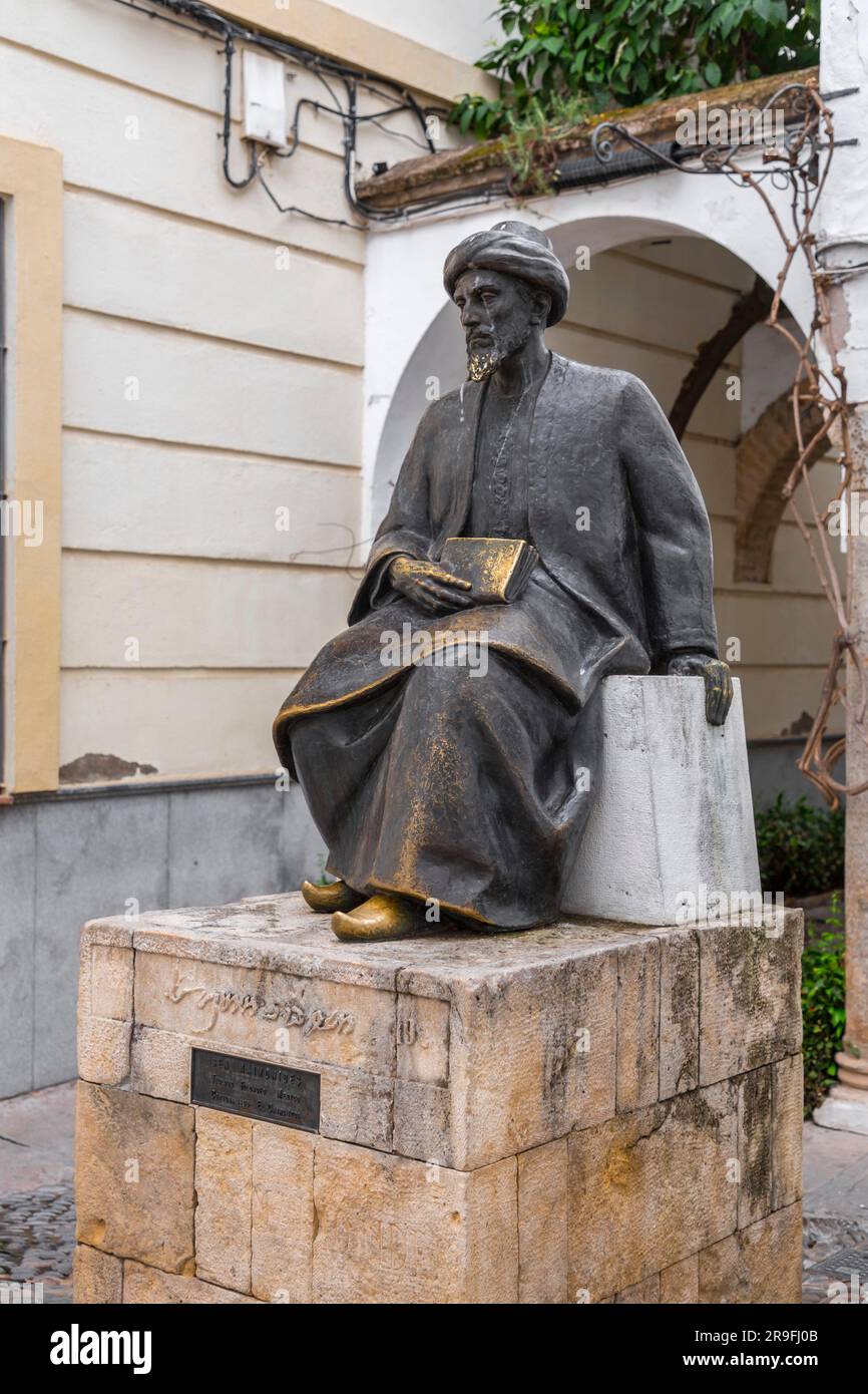 Statue of the Jewish scholar Moses Maimonides, Rabbi Mosheh Ben Maimon ...