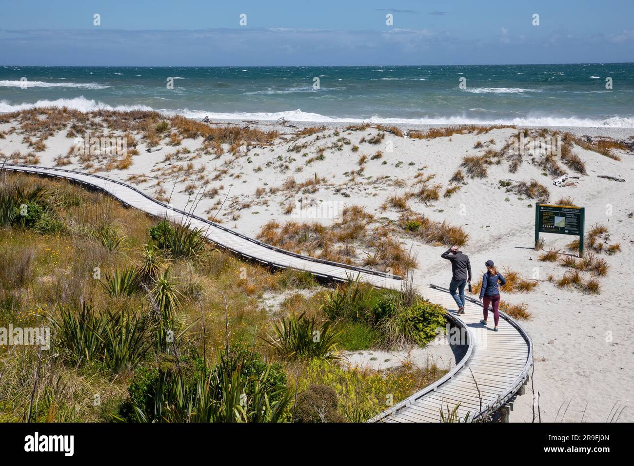 Tourists at Windswept Ship Creek Beach West Coast New Zealand South ...