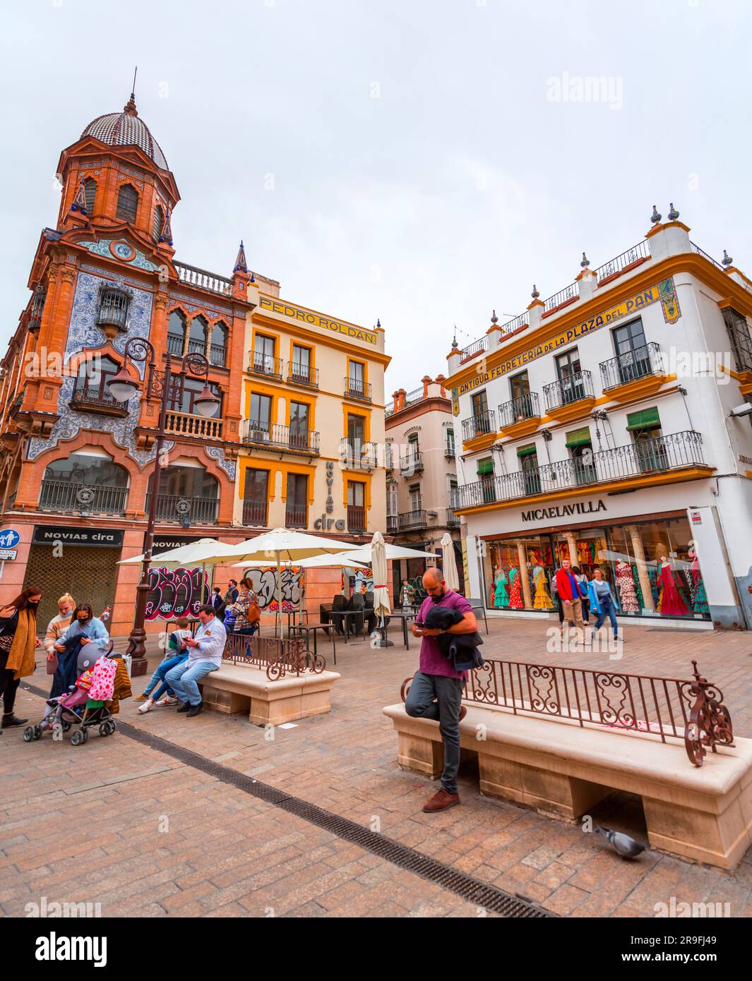Seville, Spain-FEB 24, 2022: Typical street view and generic ...