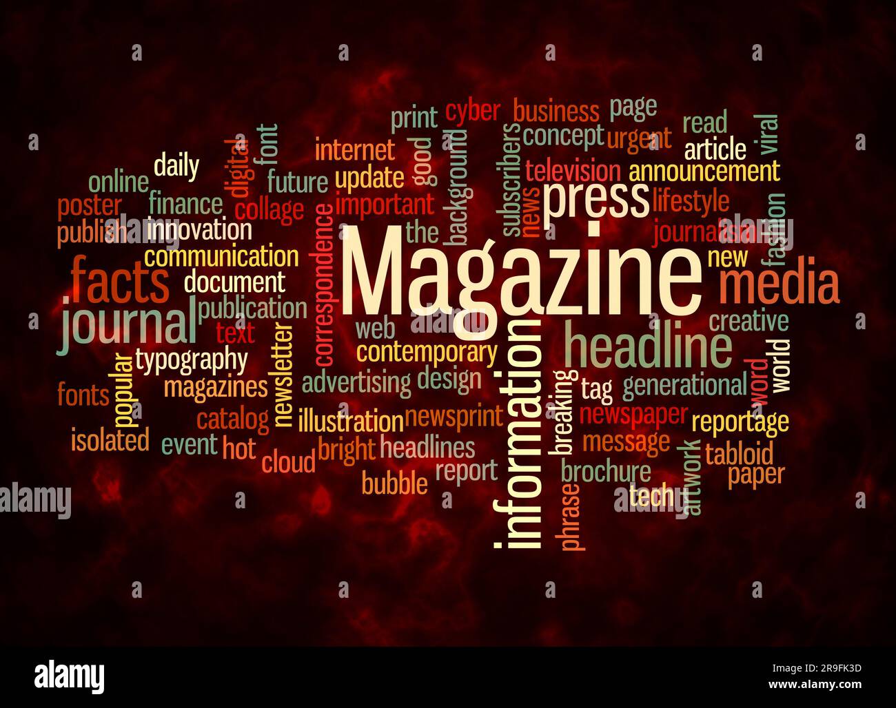 Word Cloud with MAGAZINE concept create with text only Stock Photo - Alamy