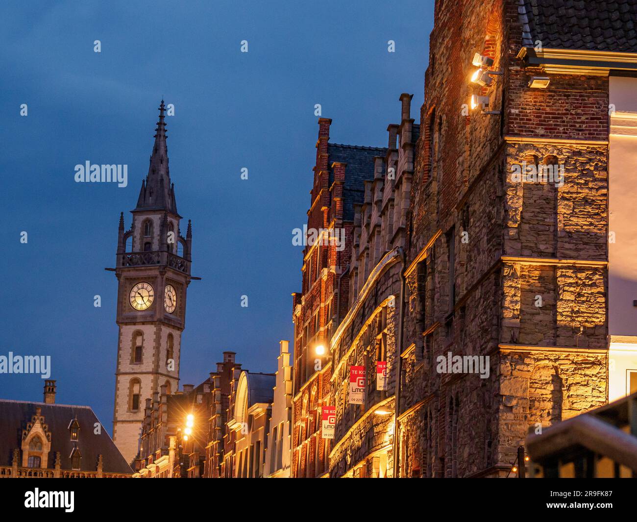 the city of Gent at night Stock Photo - Alamy