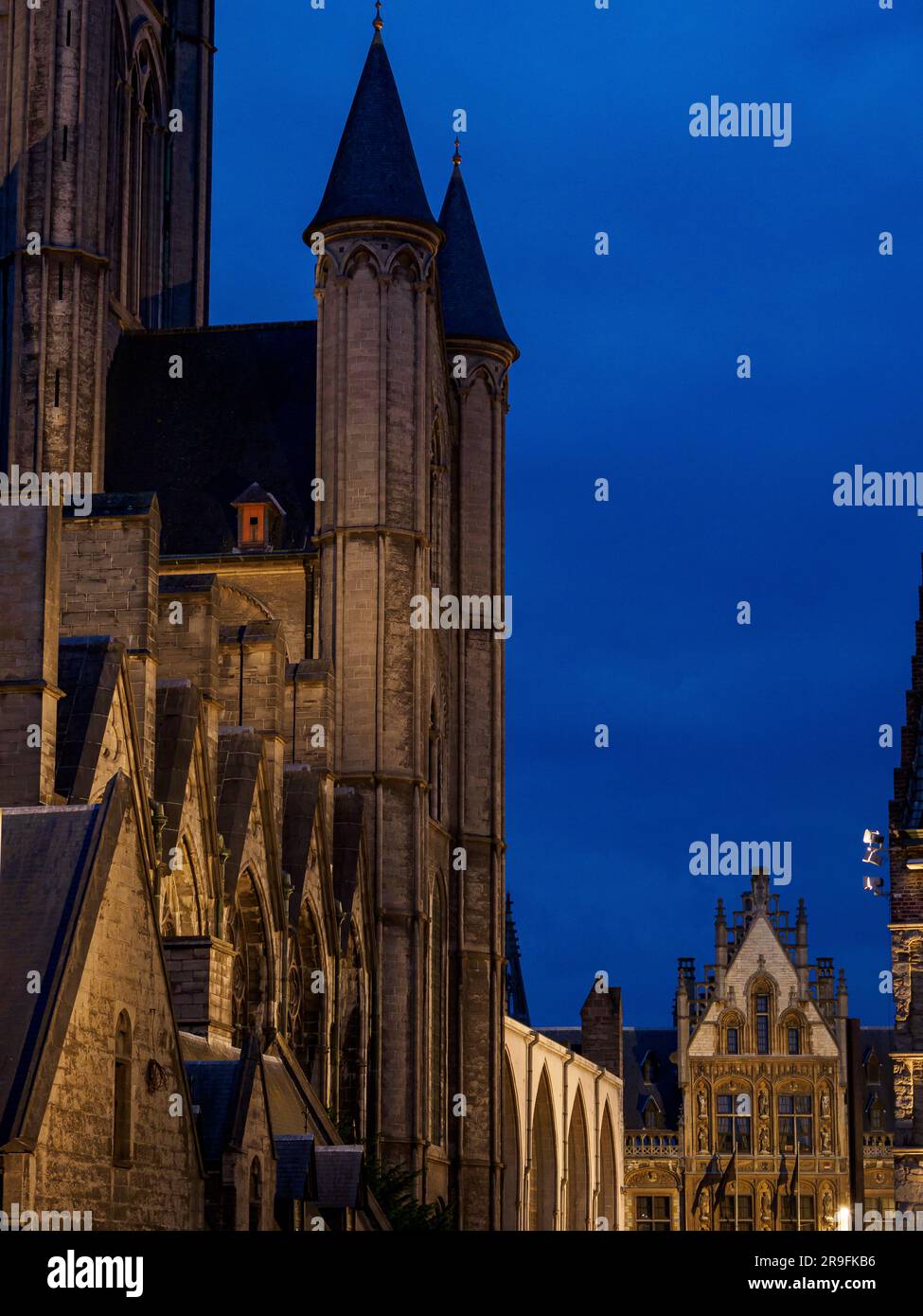 the city of Gent at night Stock Photo - Alamy