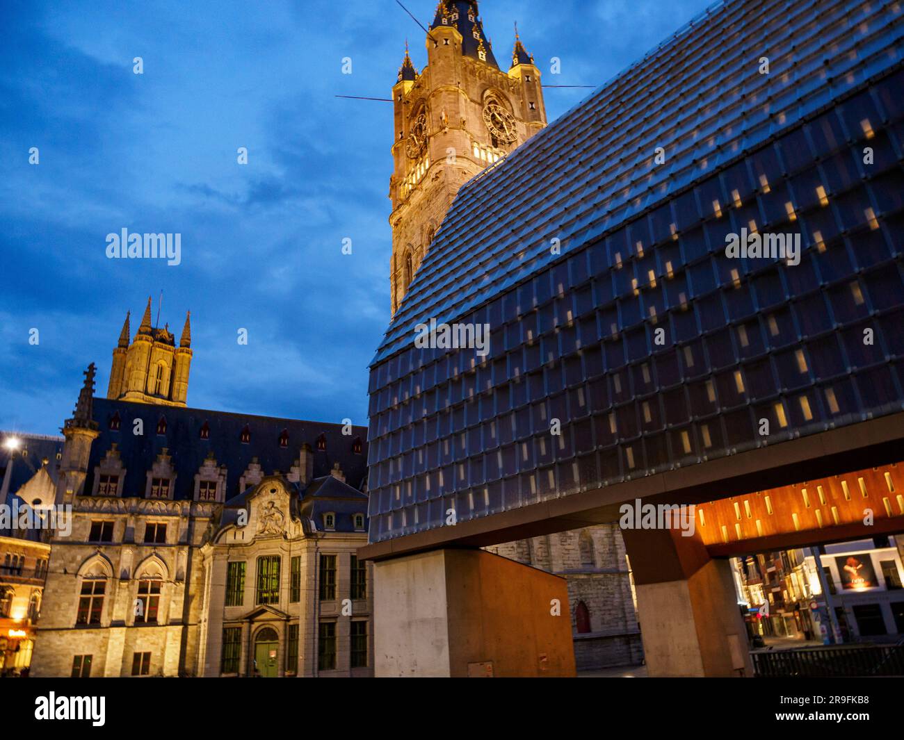the city of Gent at night Stock Photo - Alamy