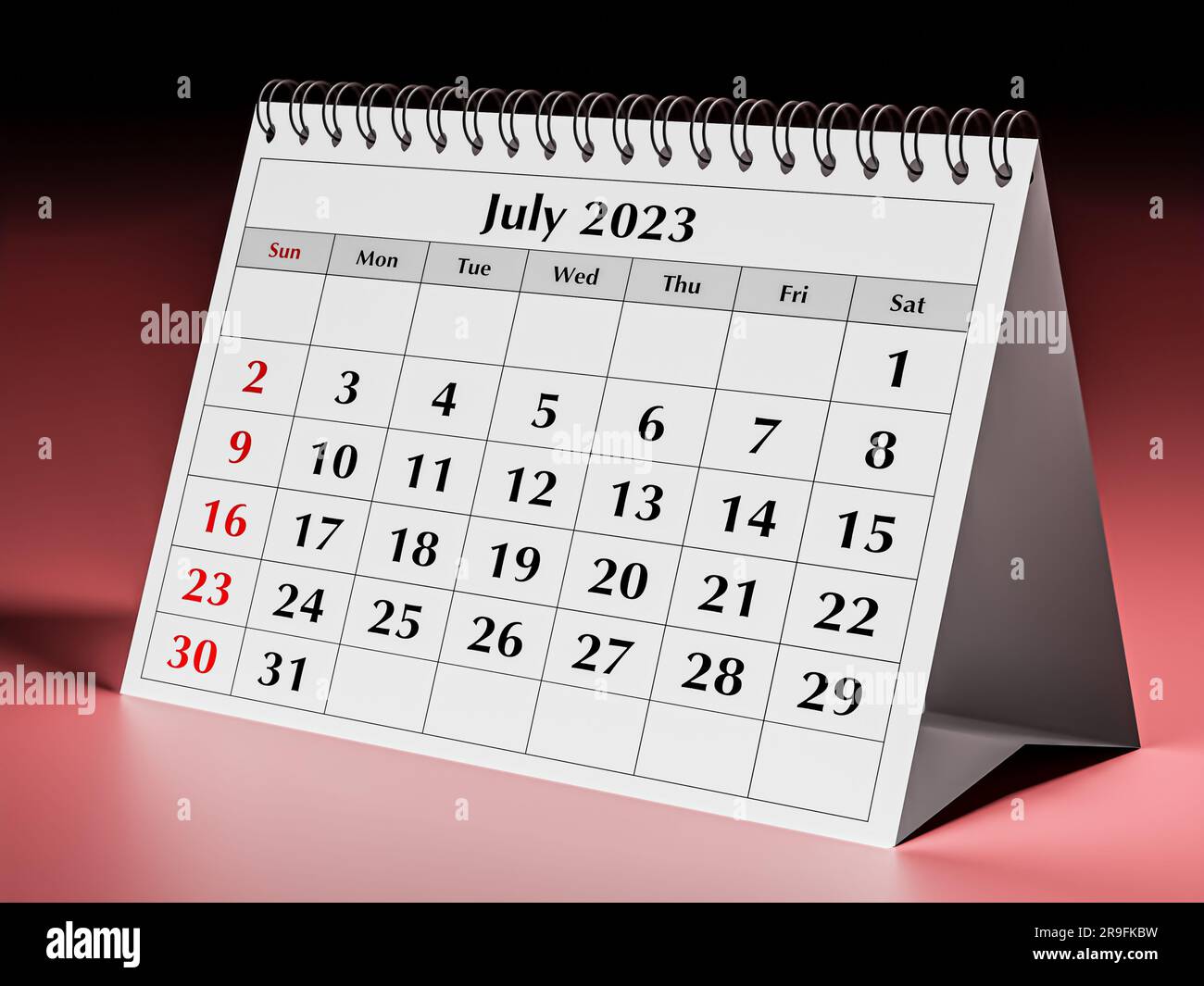 One page of the annual business desk monthly calendar. Date - July 2023 ...