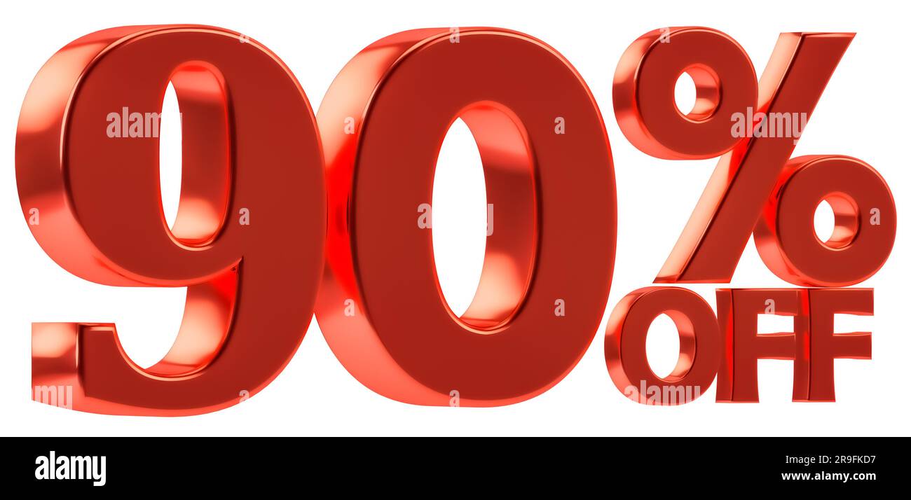 90 % off discount for sale promotion. 3d number with percent sign ...