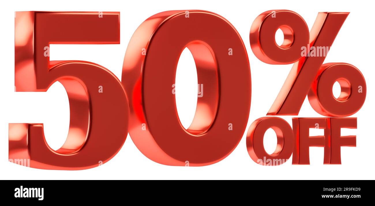50 % off discount for sale promotion. 3d number with percent sign ...