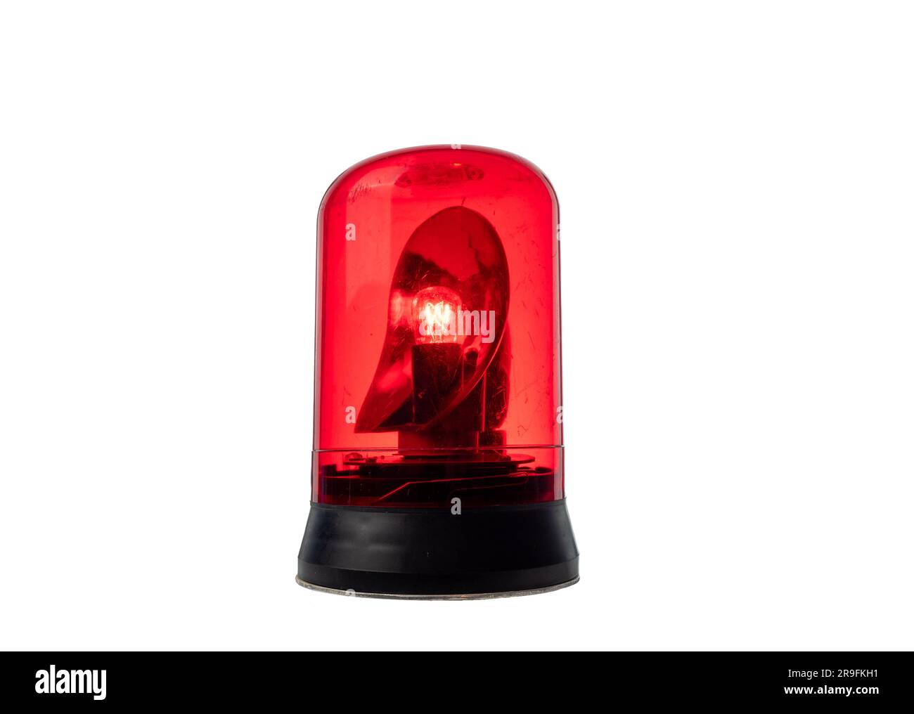 Red flasher on a white background. Red signal beacon. Signal lamp close-up Stock Photo - Alamy